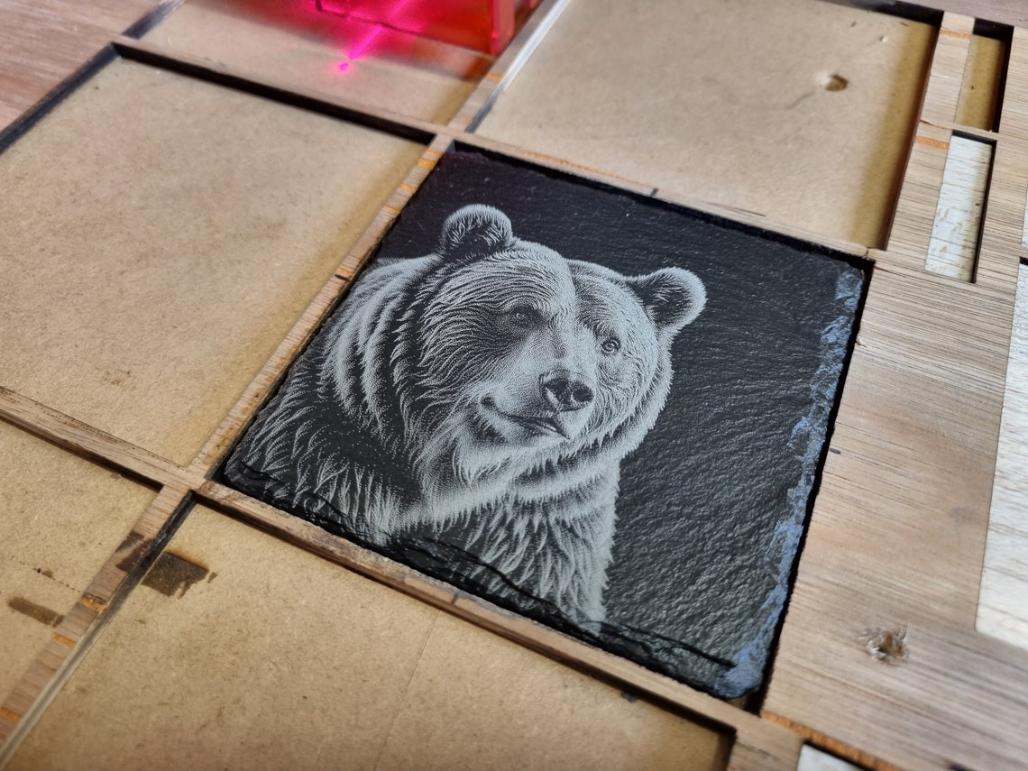 Artistic Grizzly Bear PNG / PNG Laser Engraving File for Slate ...