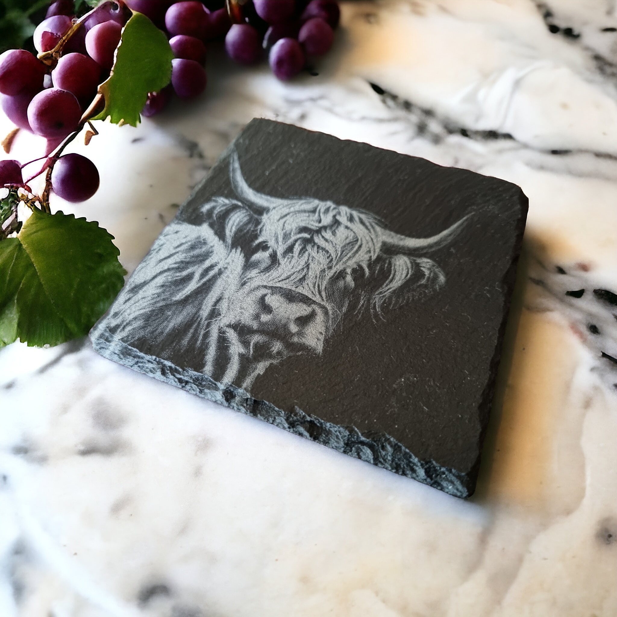 Artistic Highland Cow PNG / PNG Laser Engraving File for Slate ...