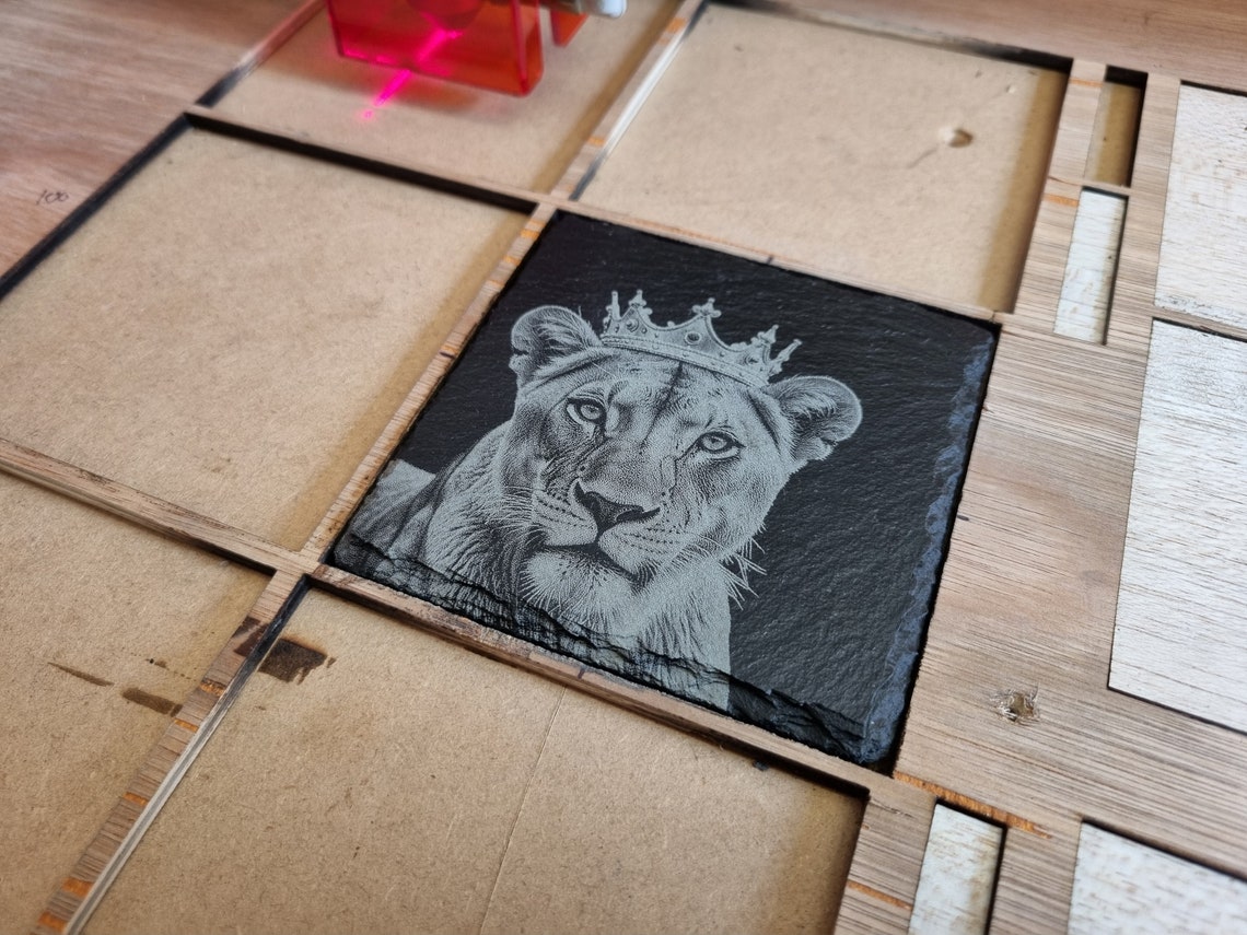Artistic Lioness With Crown / PNG Laser Engraving File for Slate ...
