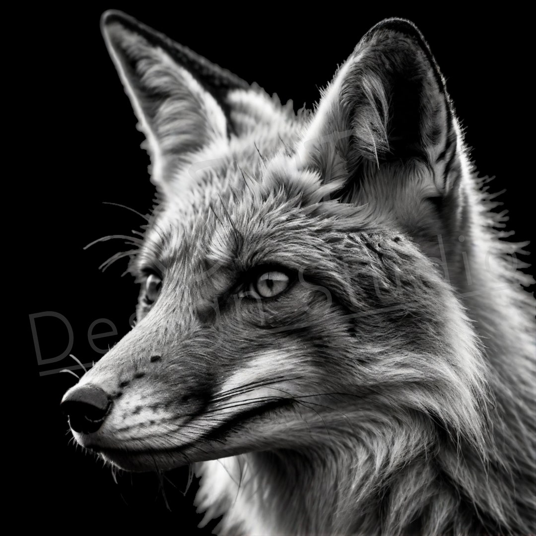 Artistic Fox PNG / PNG Laser Engraving File for Slate / Digital Design ...