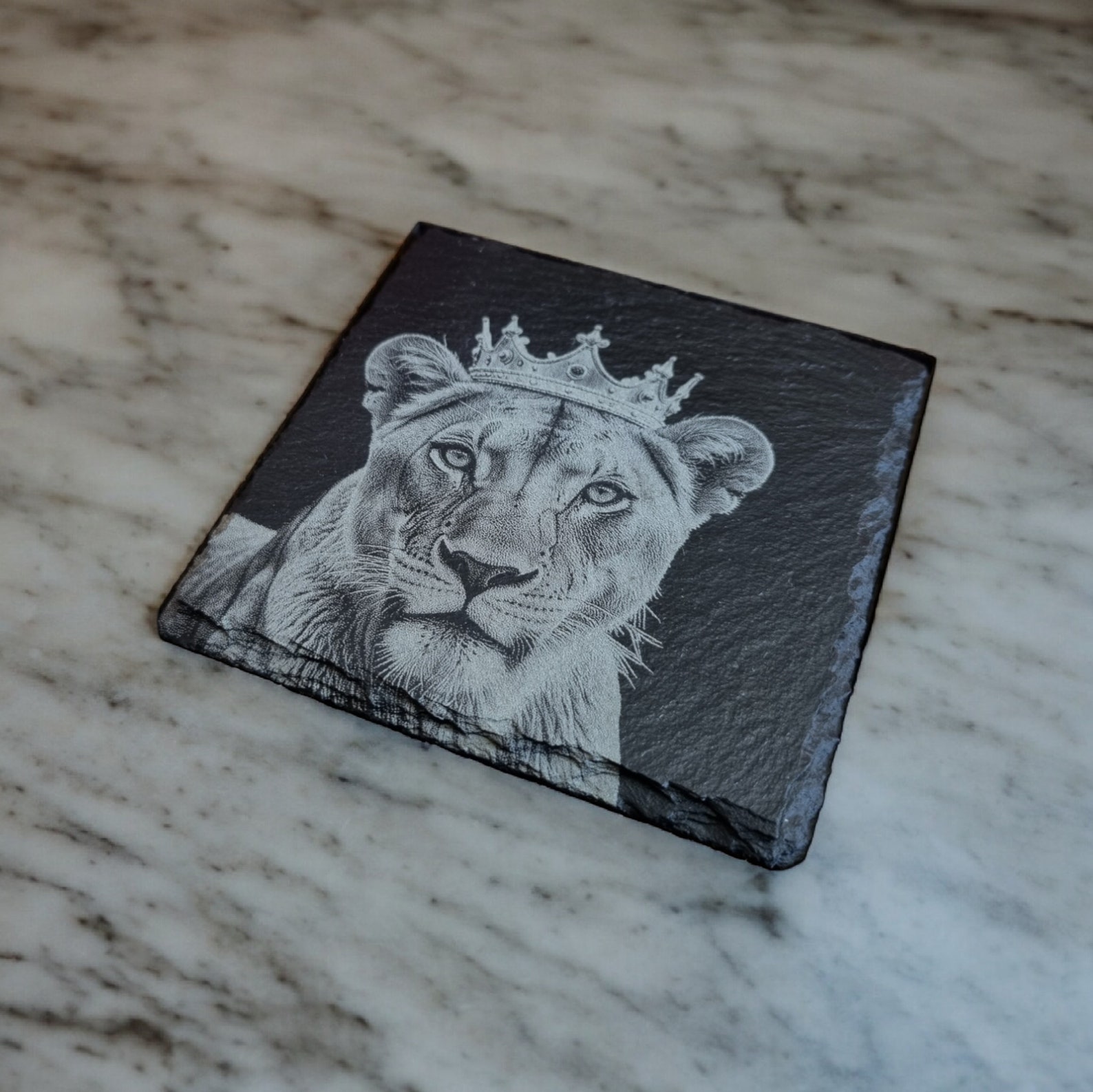 Artistic Lioness With Crown / PNG Laser Engraving File for Slate ...