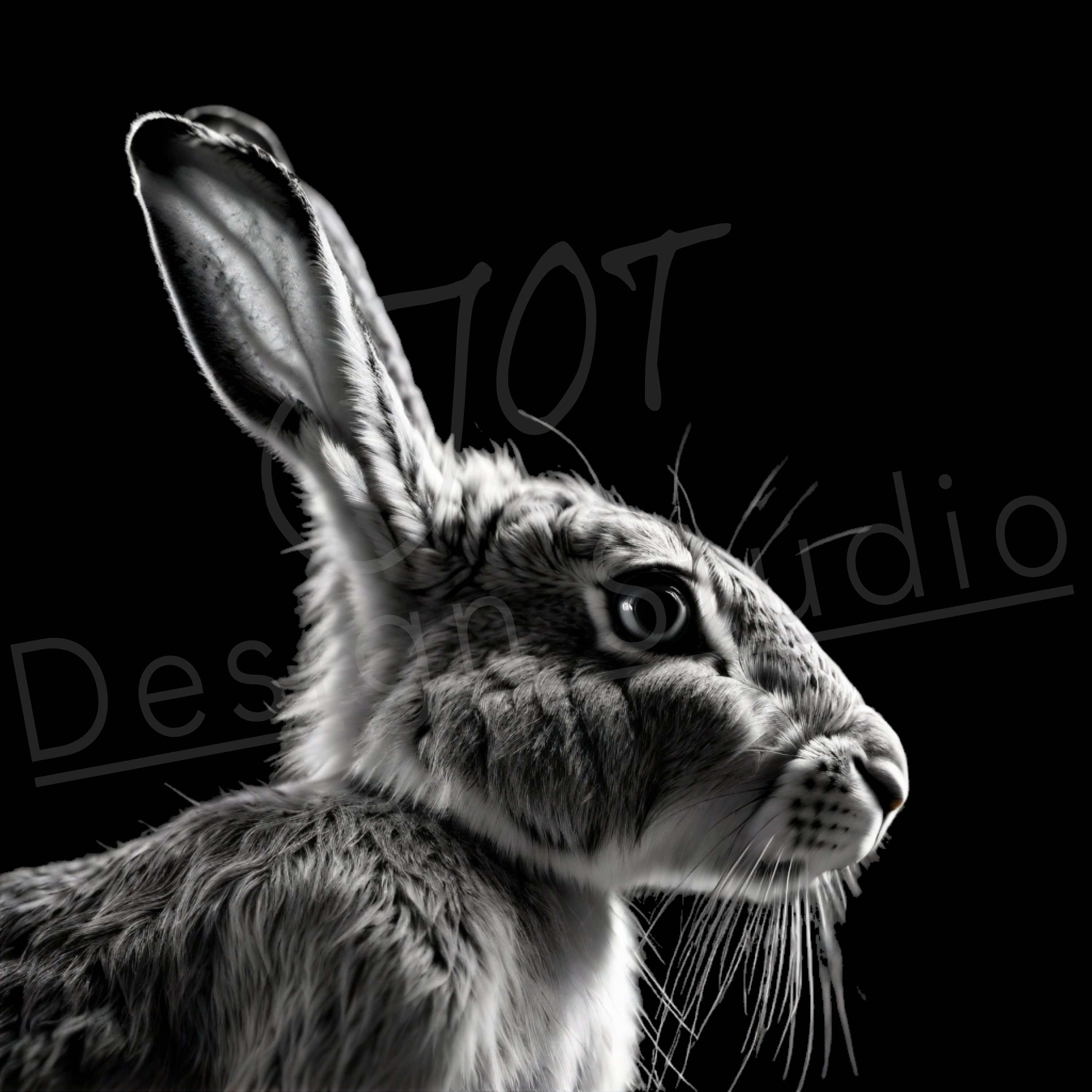Artistic Hare PNG / PNG Laser Engraving File for Slate / Digital Design ...