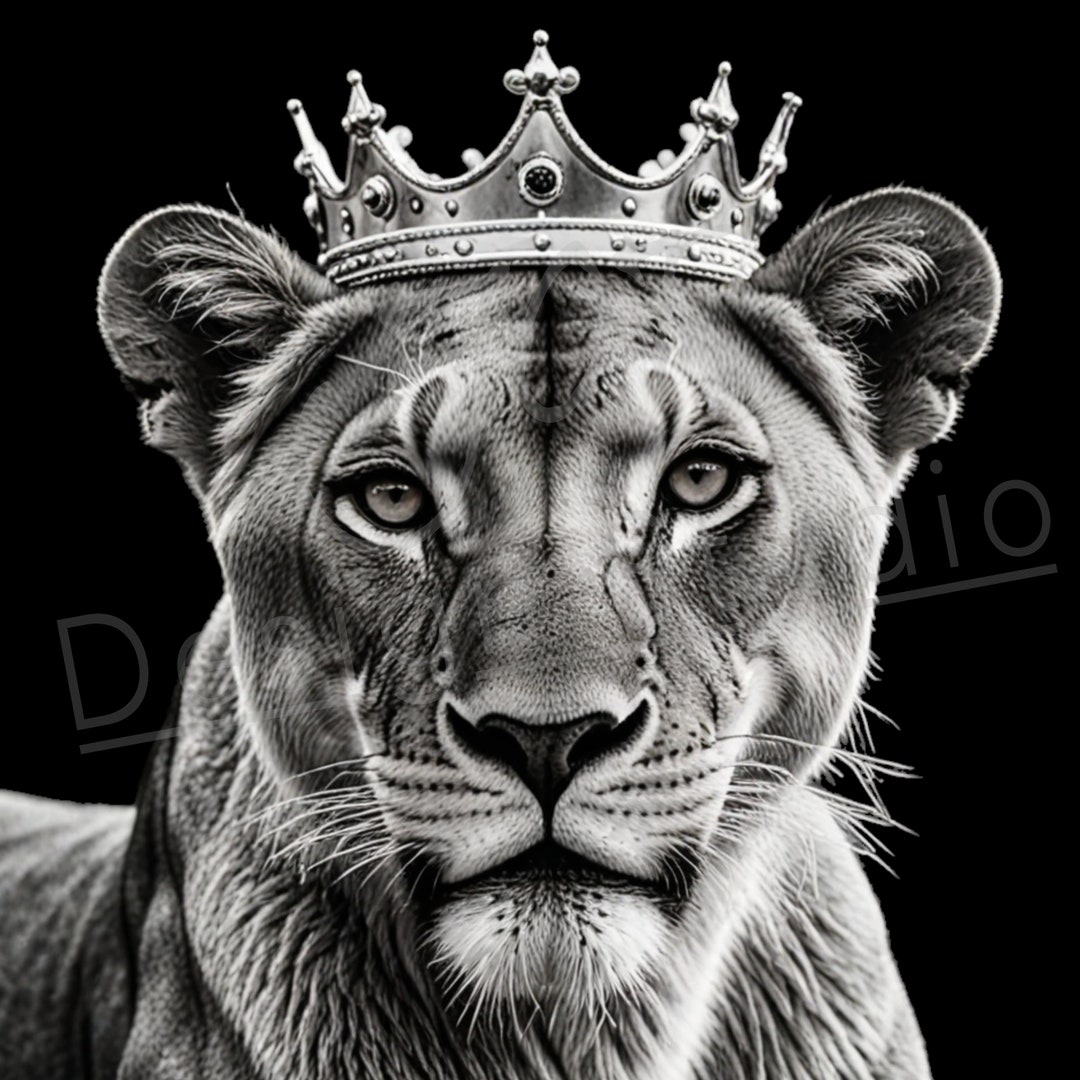 Artistic Lioness With Crown / PNG Laser Engraving File for Slate ...