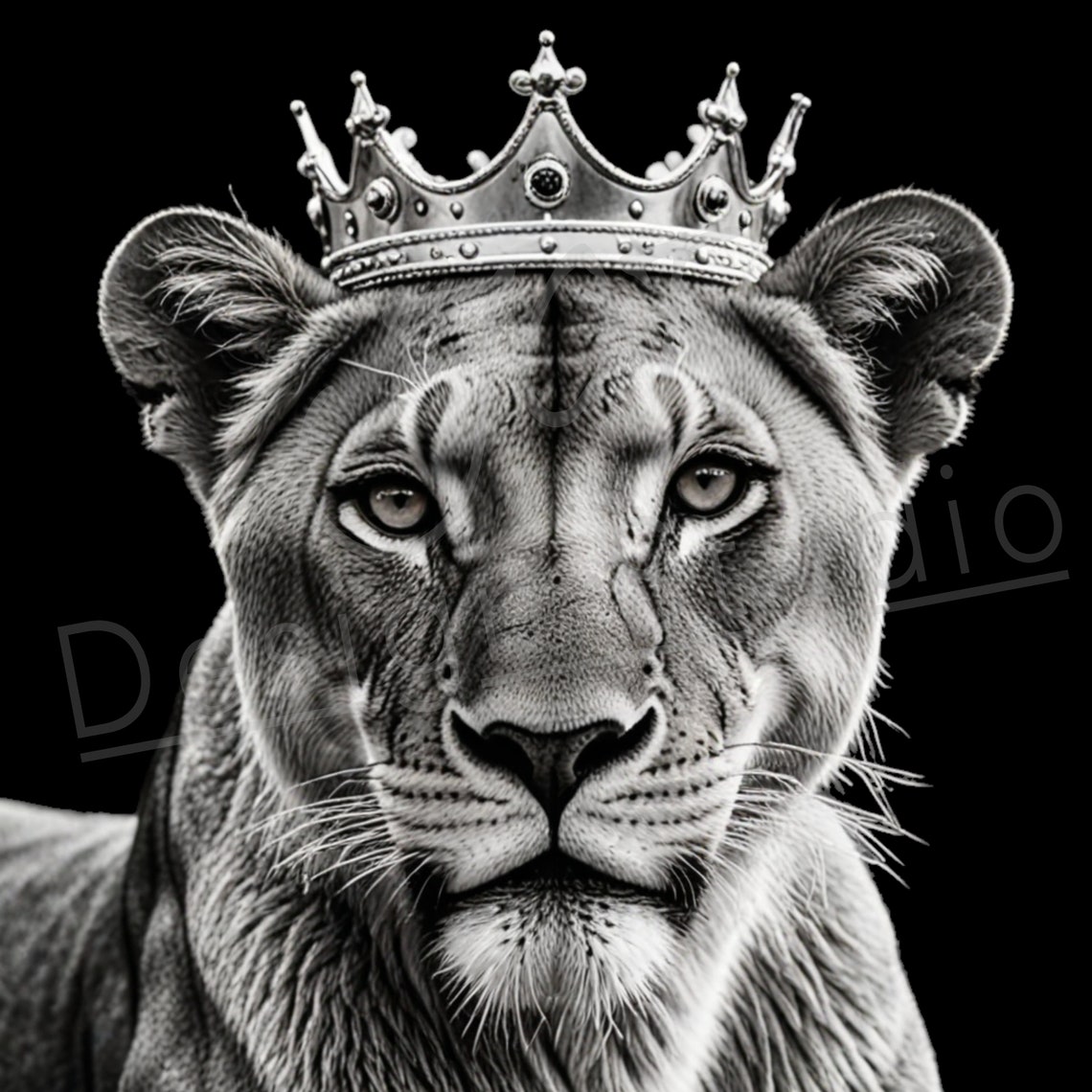 Artistic Lioness With Crown / PNG Laser Engraving File for Slate ...