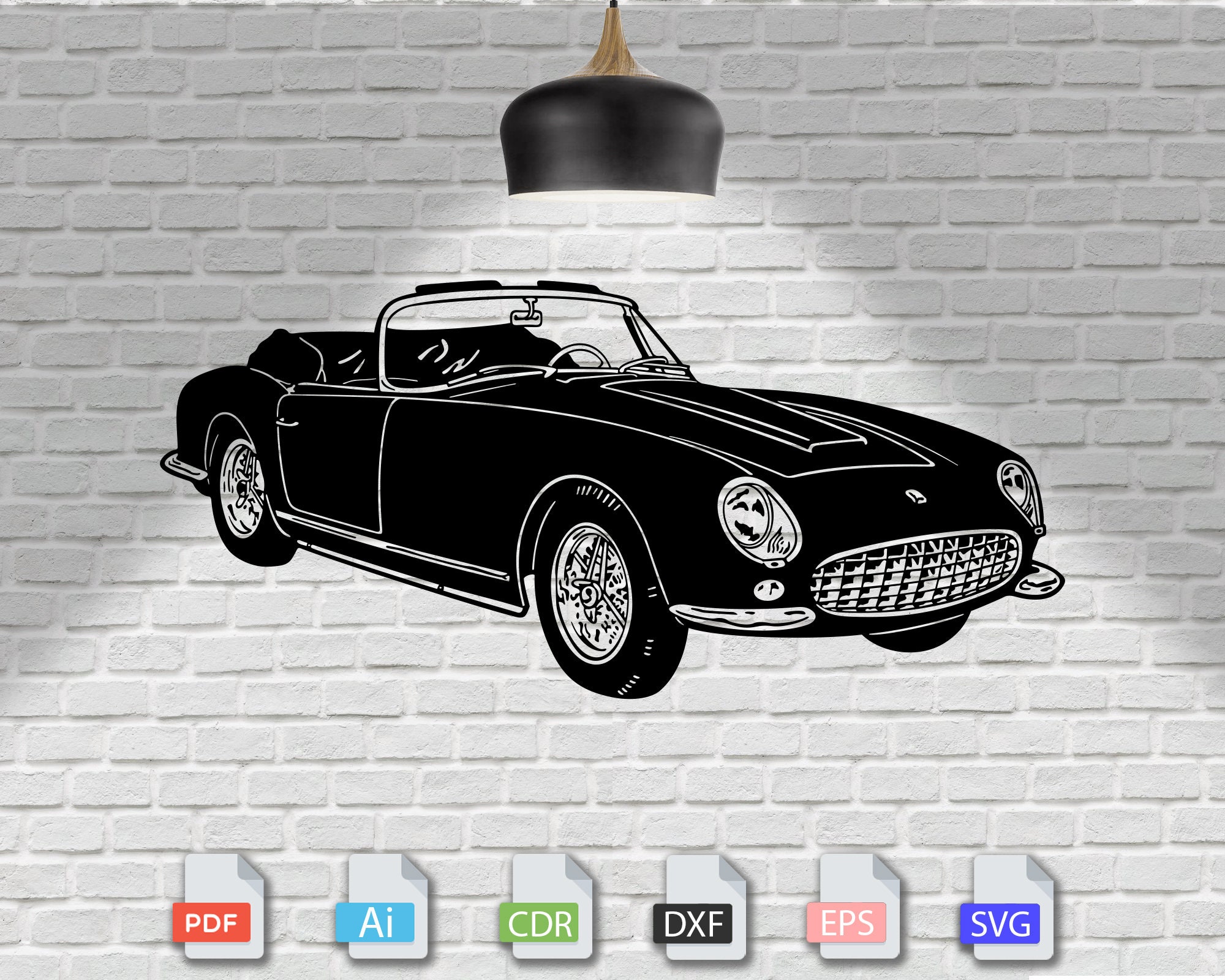 Classic Car Laser Cut Svg Dxf Files Wall Sticker Engraving - Etsy UK