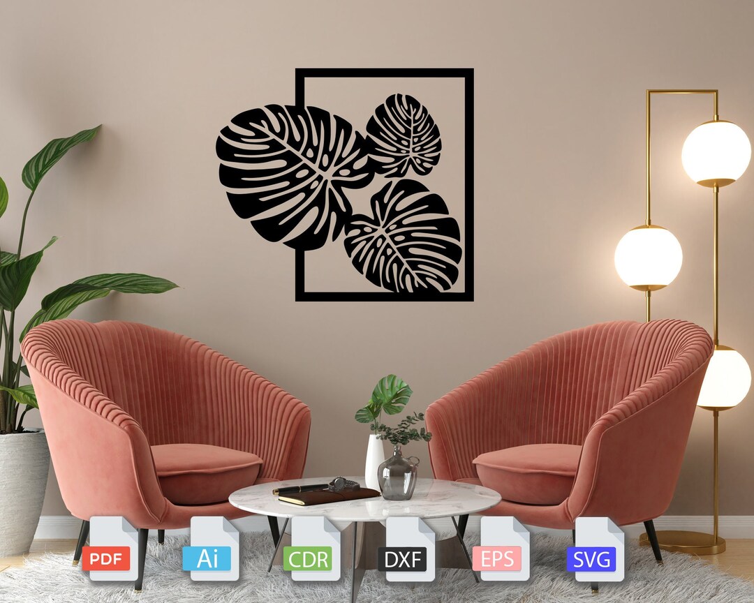 Leafs Design Laser Cut Svg Dxf Files Wall Sticker Engraving Decal ...
