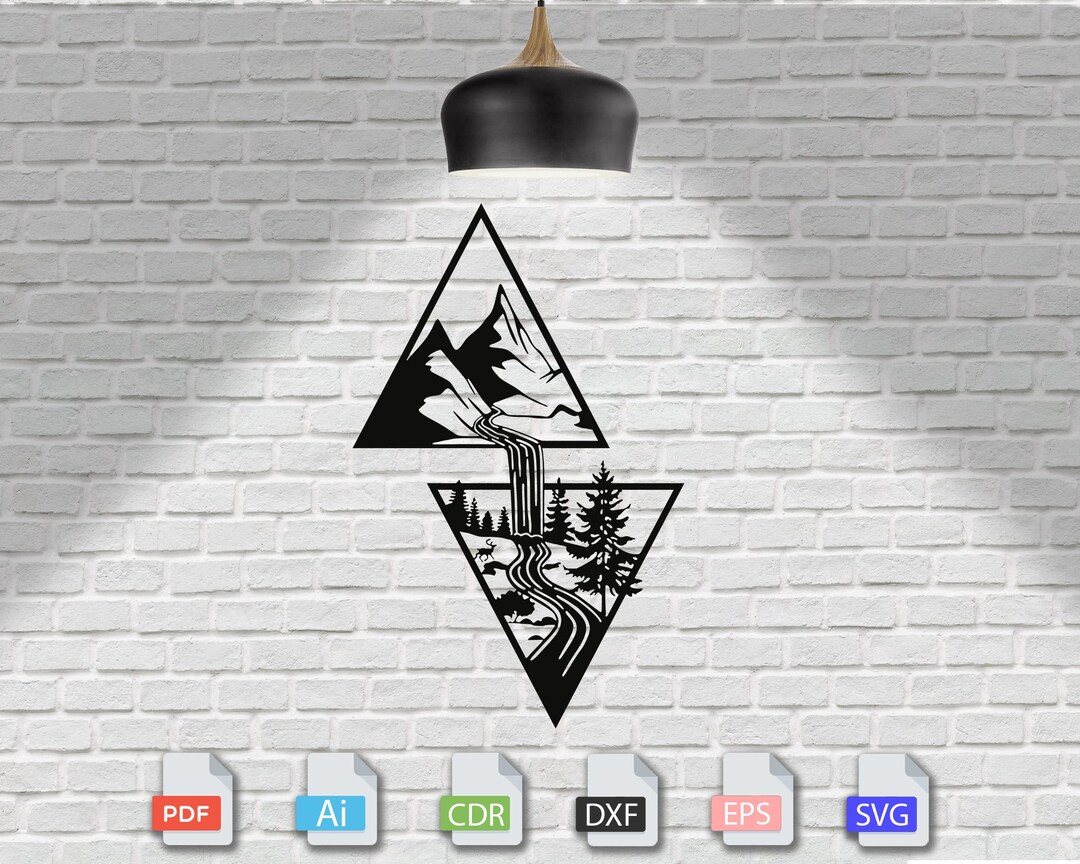 Mountain Lake Dxf Files Mountain Lake Laser Cut Mountain Lake Svg File ...