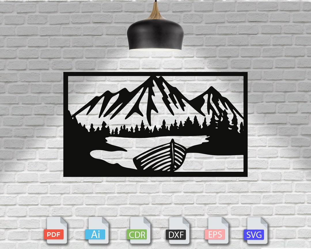 Mountain Lake Dxf Files Mountain Lake Laser Cut Mountain Lake Svg File ...