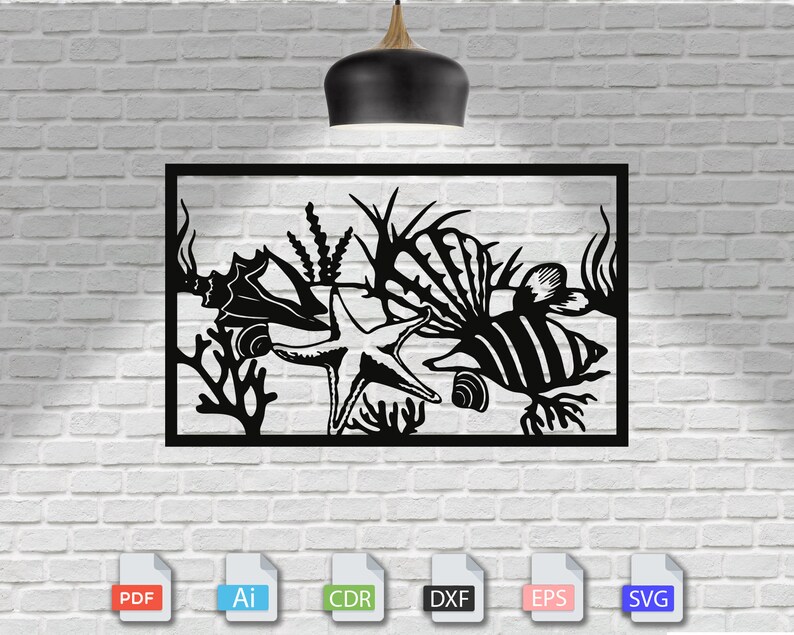 Aquarium Fishes Ocean Laser Cut Svg Dxf Files Wall Engraving Decal ...