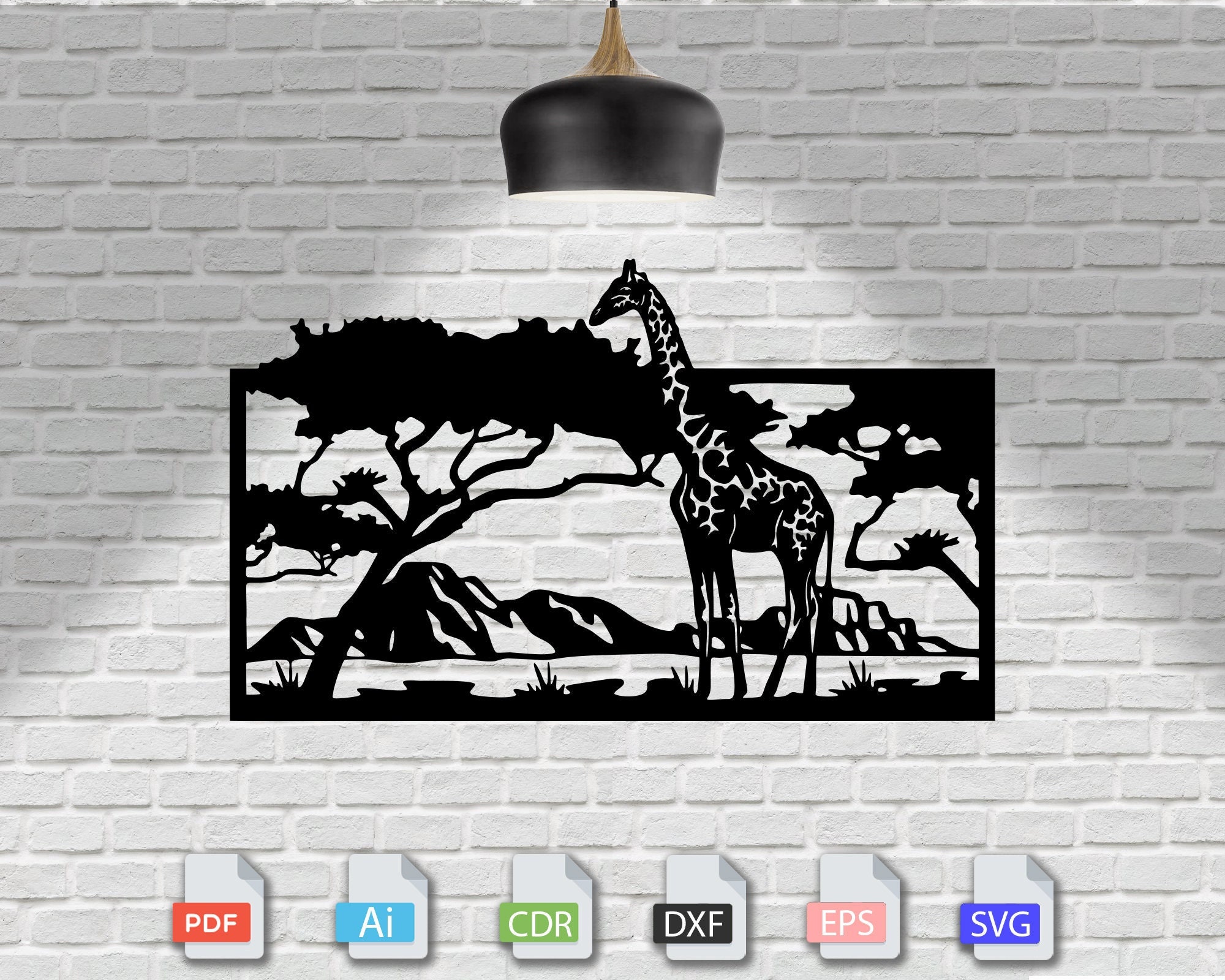 Giraffe Wall Art Decor Vector Drawing File for Laser Cutting , Plasma ...