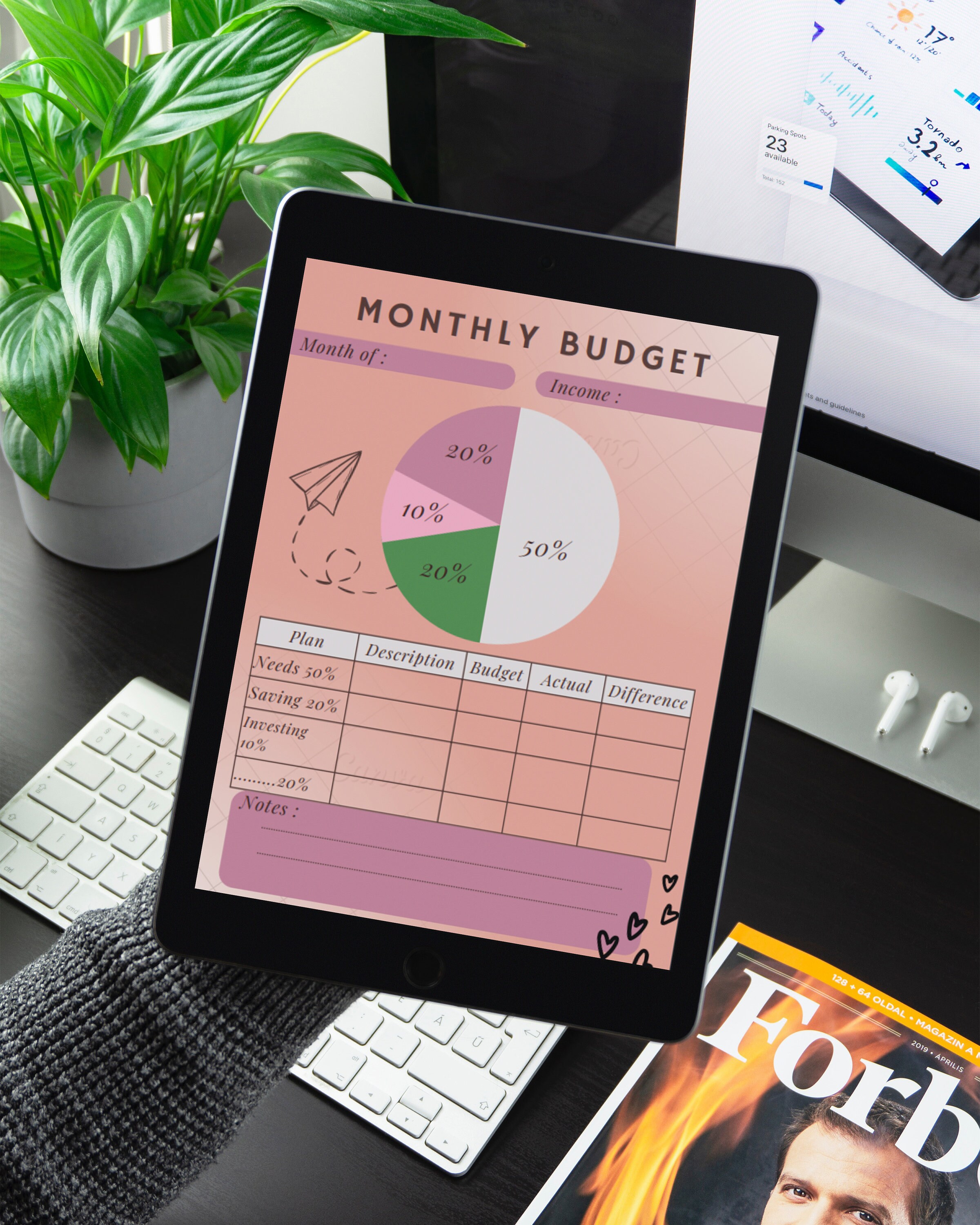 Monthly Budget Spreadsheet | Pink Palette | Personal Finances - Etsy