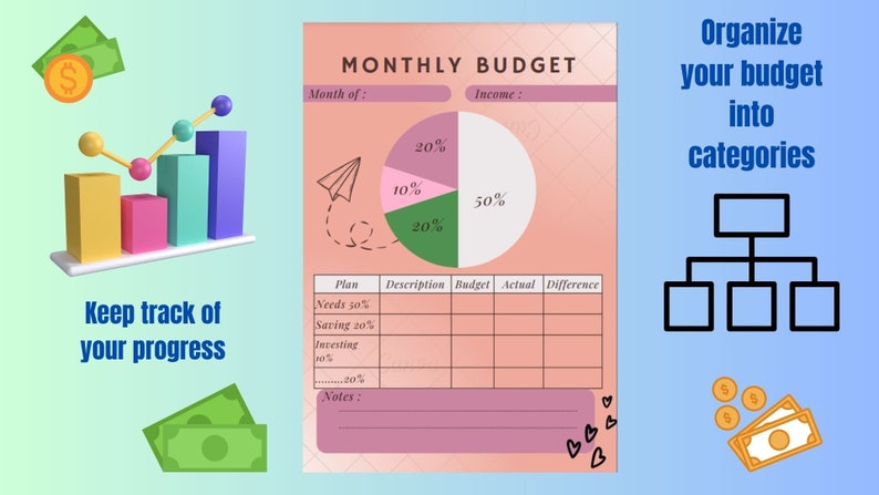 Monthly Budget Spreadsheet | Pink Palette | Personal Finances - Etsy