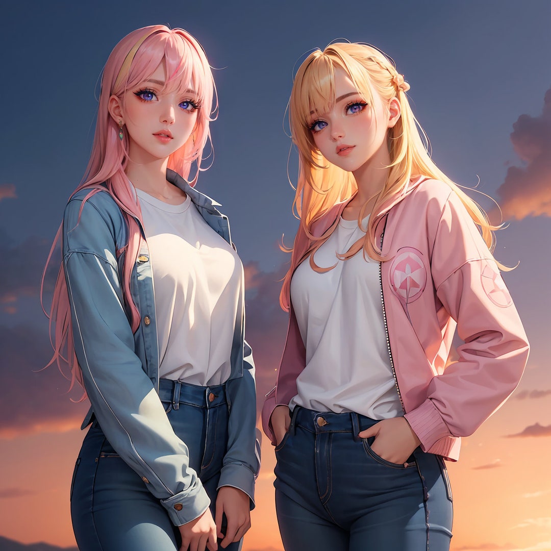 Vibrant Commission Fanart Sfw Custom 2 Girls - Etsy