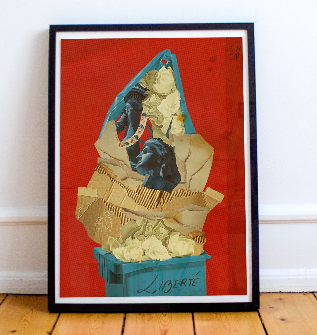 Liberte 30x40cm Collage Poster / Statue of Liberty / USA / Democracy - Etsy