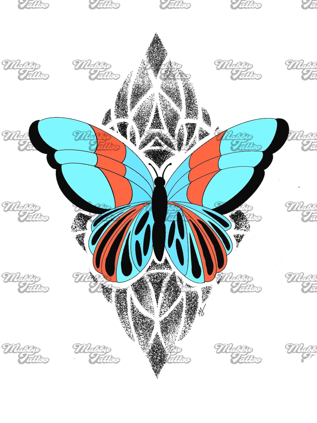 Unisex Tattoo Design/butterfly Mandala Tattoo/sheet/100% Original - Etsy