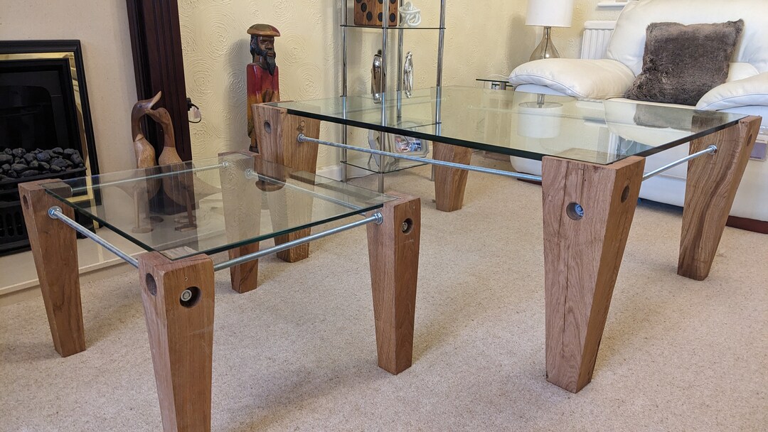 Bespoke and Original Glass and Oak Coffee Table - Etsy UK