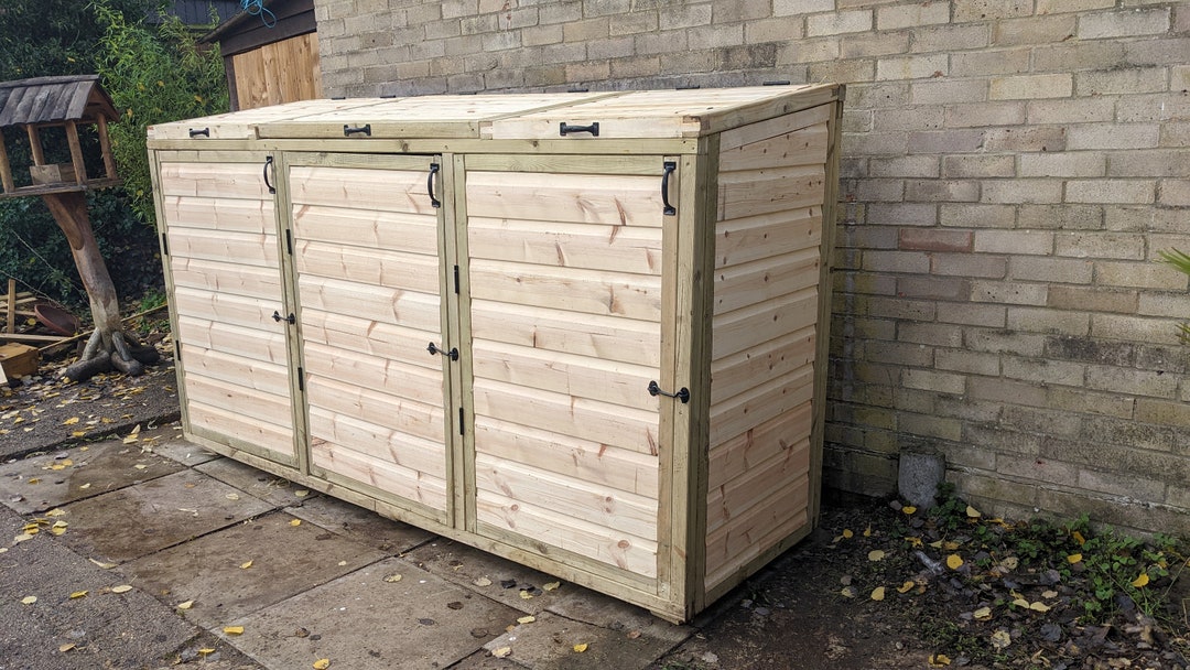 Triple Wheelie Bin Storage - Large Bins (3 X 360L) - Etsy UK