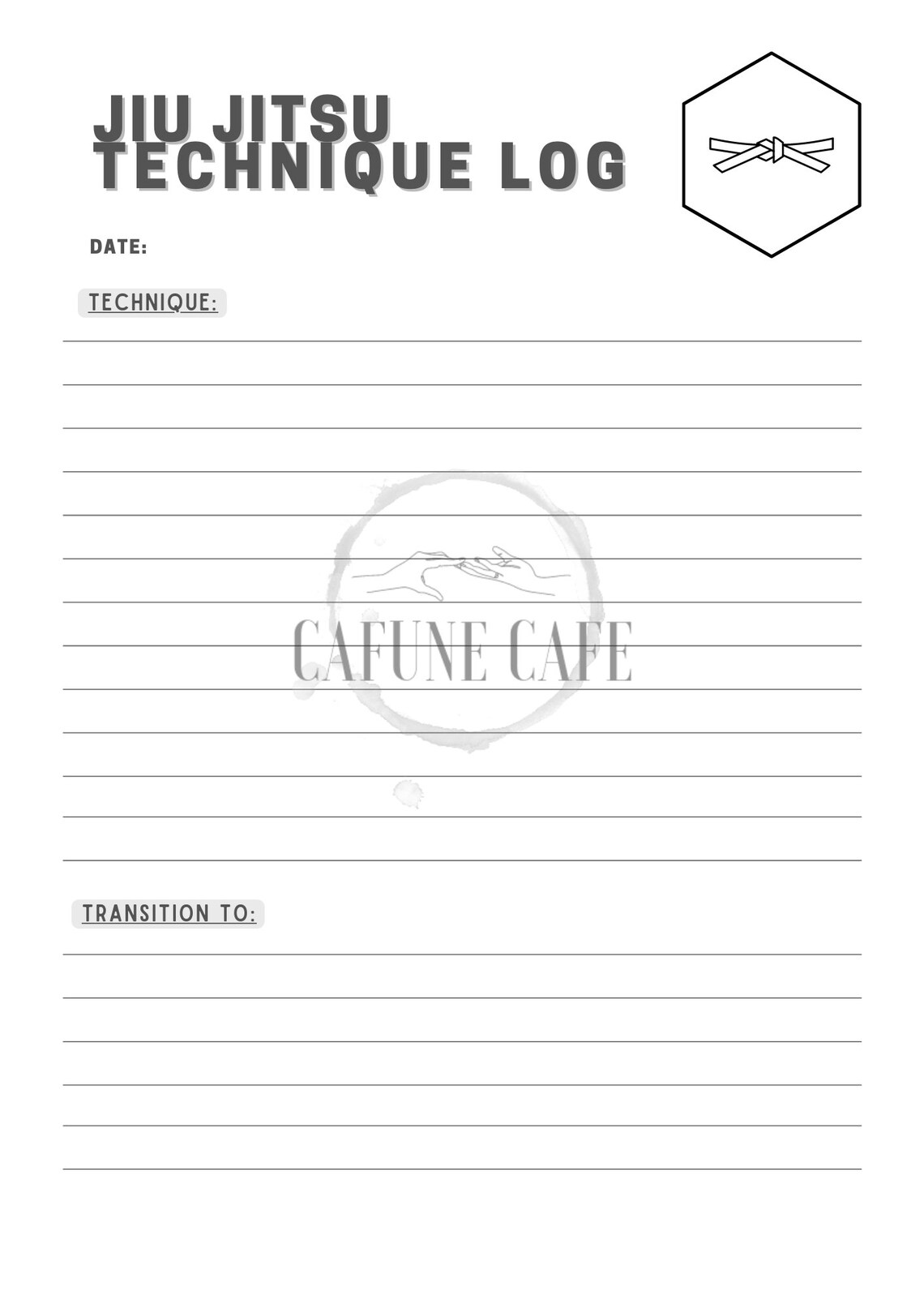 Brazilian Jiu Jitsu/bjj Editable/pdf/digital Technique Log/tracker ...