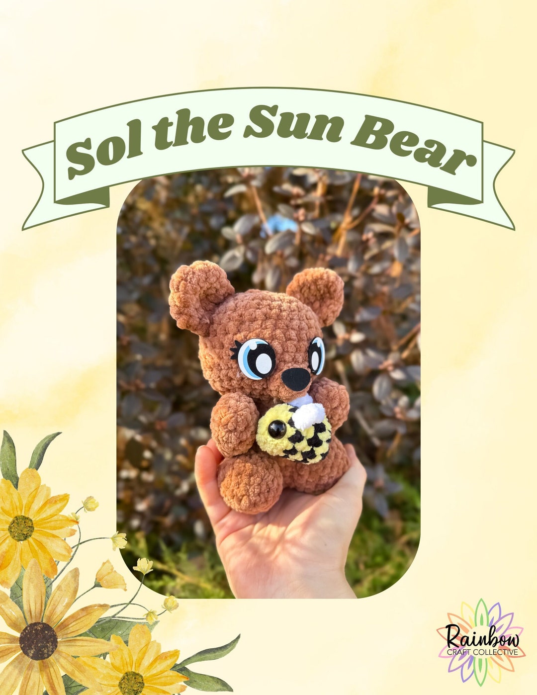 Sol the Sun Bear Crochet Pattern, Crochet Pattern, Amigurumi, Bear ...