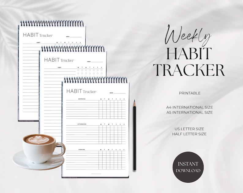 Weekly Habit Tracker Printable Daily Habit Tracker Routine Tracker ...