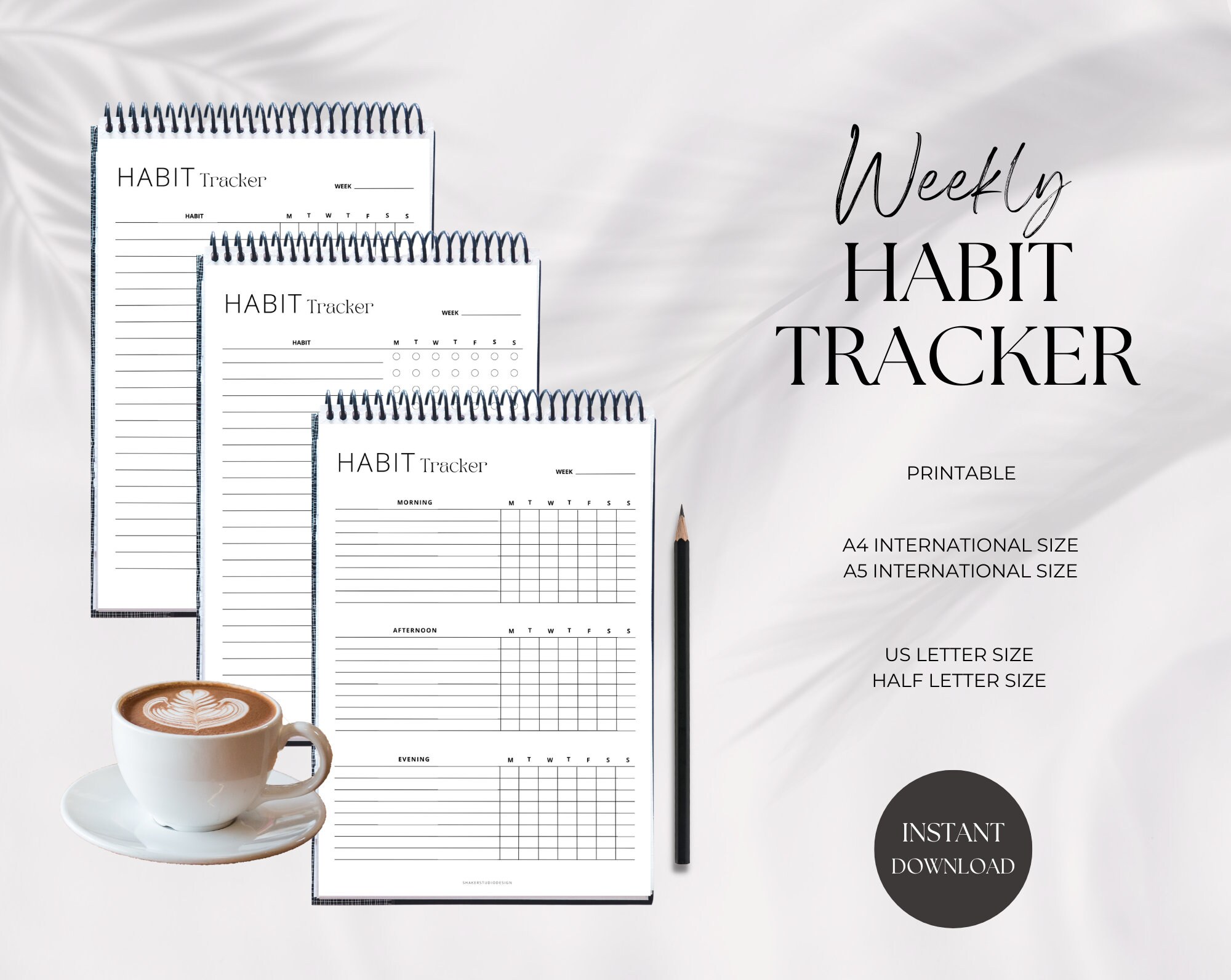 Weekly Habit Tracker Printable Daily Habit Tracker Routine Tracker ...