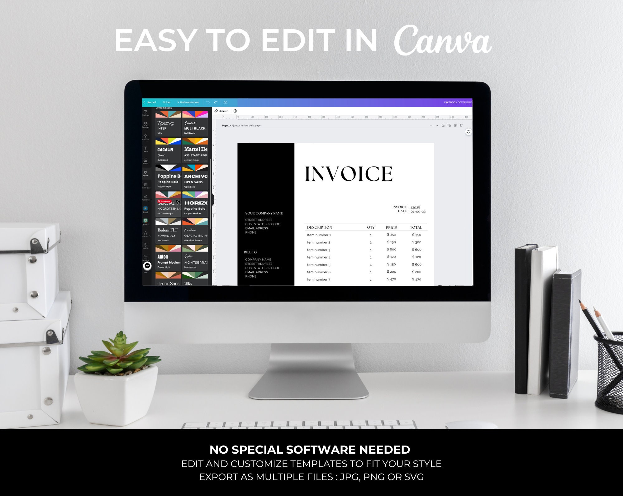 Canva Invoice Template Minimalist Invoice Template Invoice - Etsy
