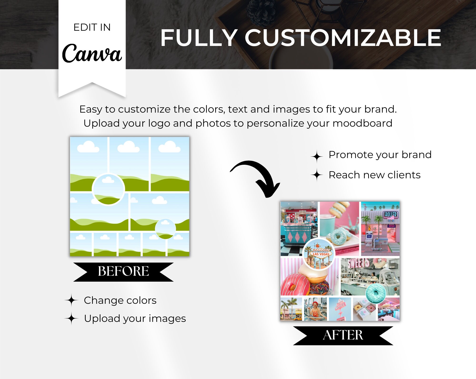 Square Mood Board Templates Canva | Moodboard Creation Kit | Style ...