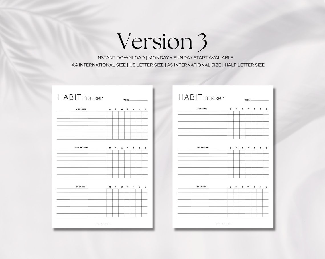 Weekly Habit Tracker Printable Daily Habit Tracker Routine Tracker ...