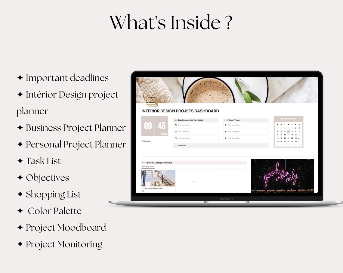 Notion Interior Design Planner Template | Notion Template | Digital ...