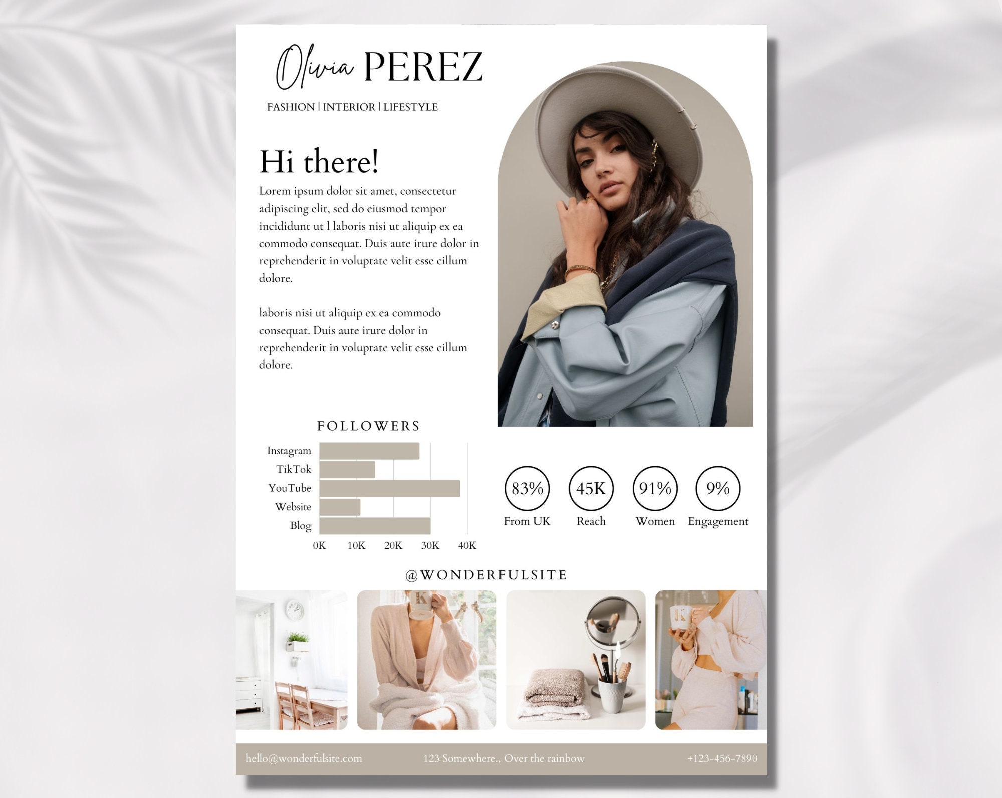 1 Page Media Kit Template | One Page Media Kit Influencer |digital ...