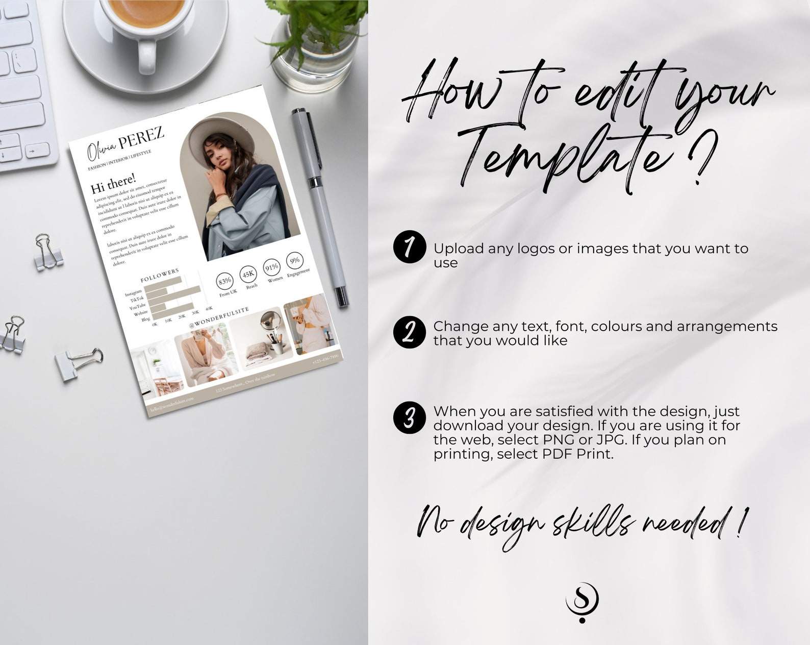 1 Page Media Kit Template | One Page Media Kit Influencer |digital ...