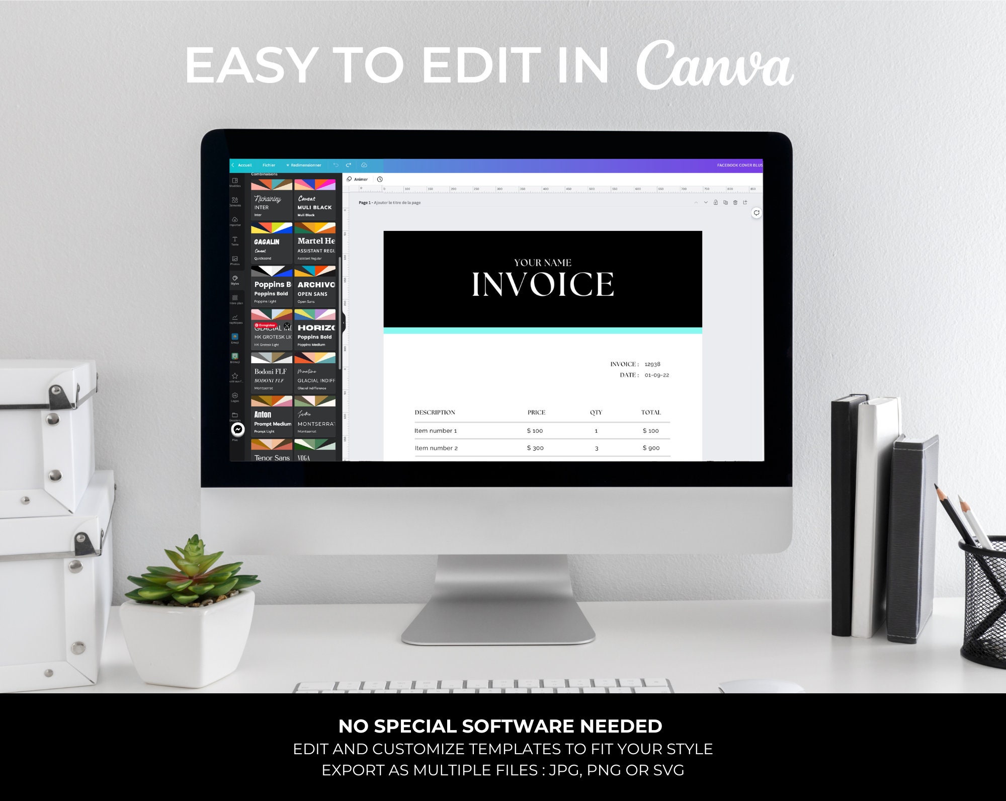 Canva Invoice Template Minimalist Invoice Template Invoice - Etsy