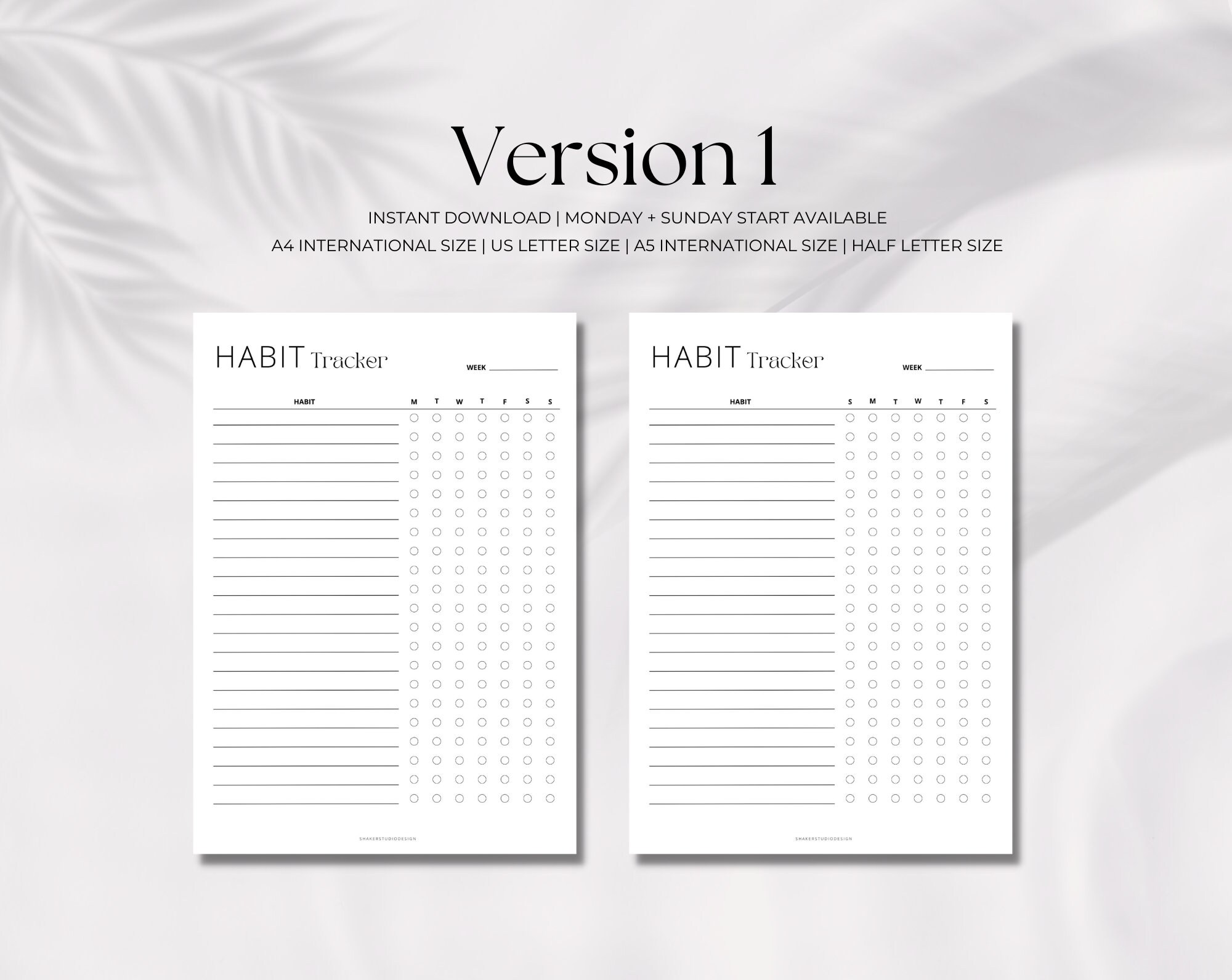 Weekly Habit Tracker Printable Daily Habit Tracker Routine Tracker ...