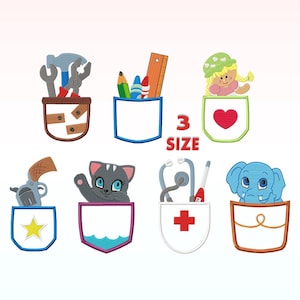 Pocket Applique Embroidery Design Bundle - Pocket Monogram Embroidery ...