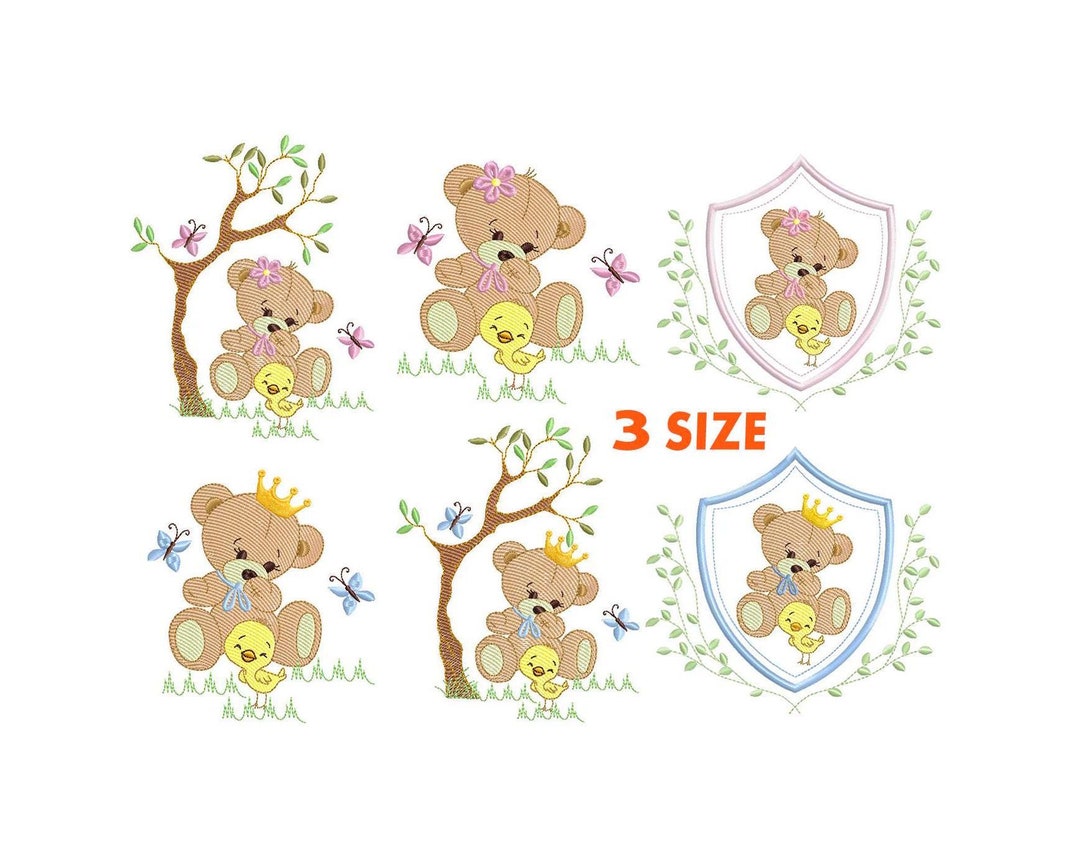 Baby Teddy Bear Monogram Embroidery Design Bundle - Butterfly ...