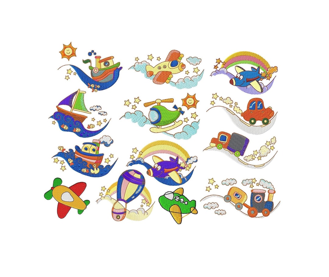 Transport Embroidery Design Bundle - Ship Embroidery Designs Machine ...
