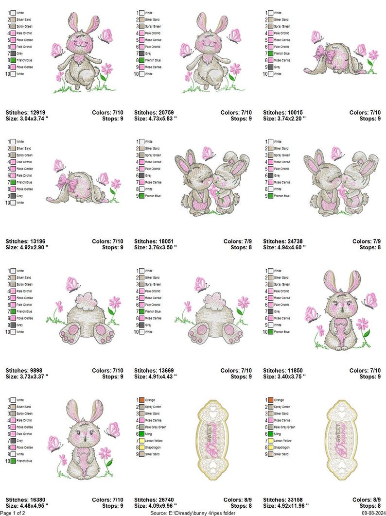 Easter Bunny Embroidery Design Bundle Rabbit Embroidery Designs Machine ...