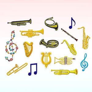 Music Instruments Embroidery Design Bundle - Saxophone Embroidery ...