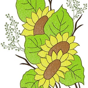 6+ Sunflower Embroidery Design Bundle - Sunflowers Branch Embroidery ...