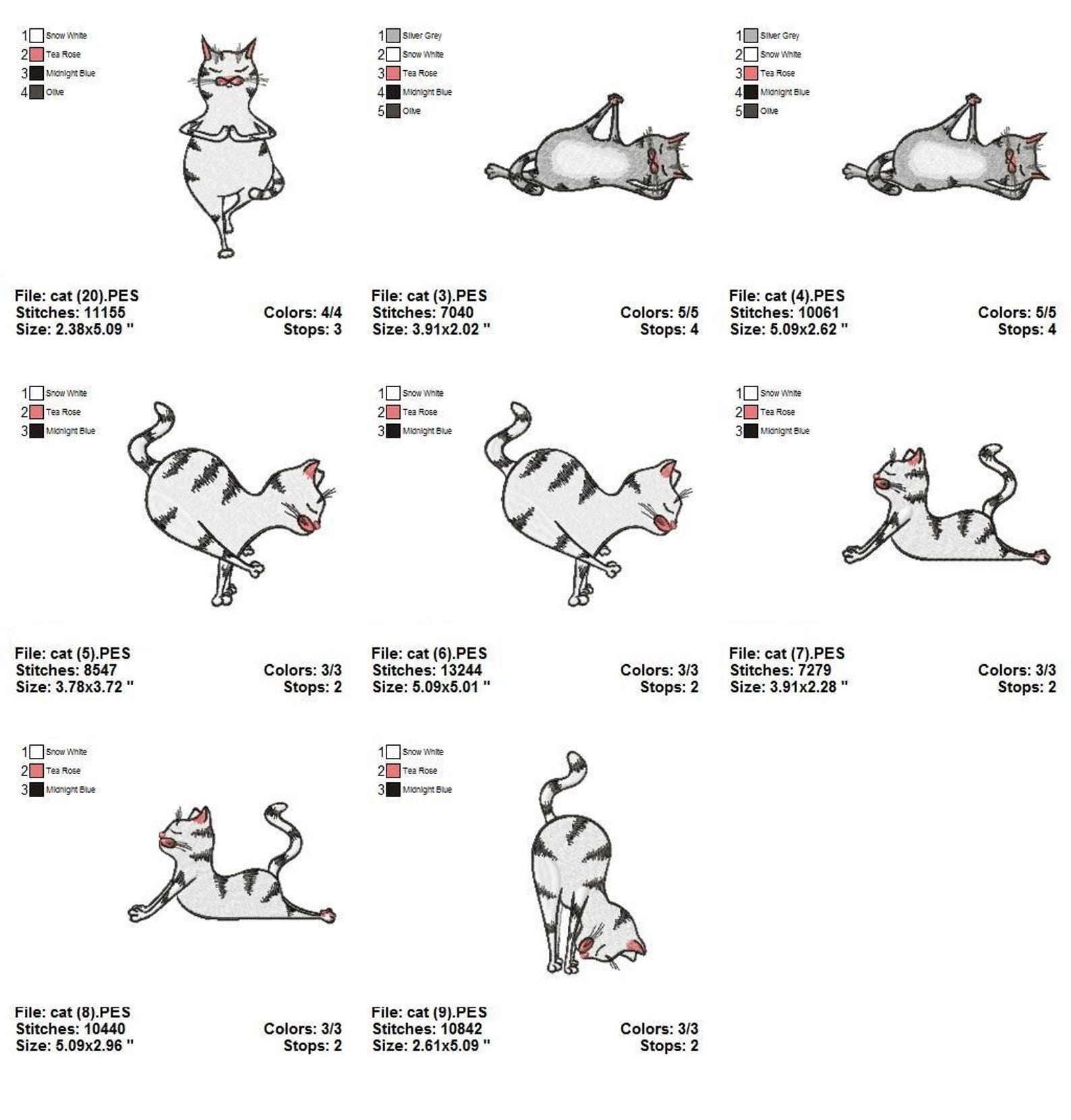 Playing Cat Embroidery Design Bundle - Woodland Animal Embroidery ...