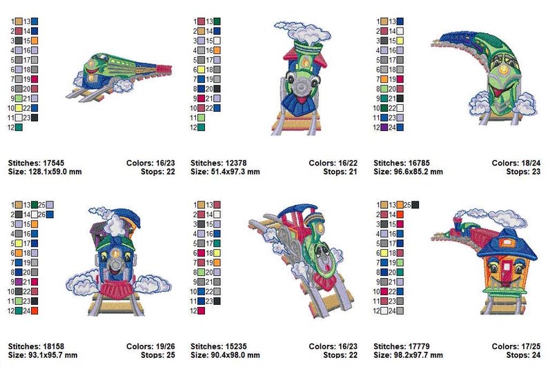 Train Engine Embroidery Design Bundle- Trains Embroidery Designs ...