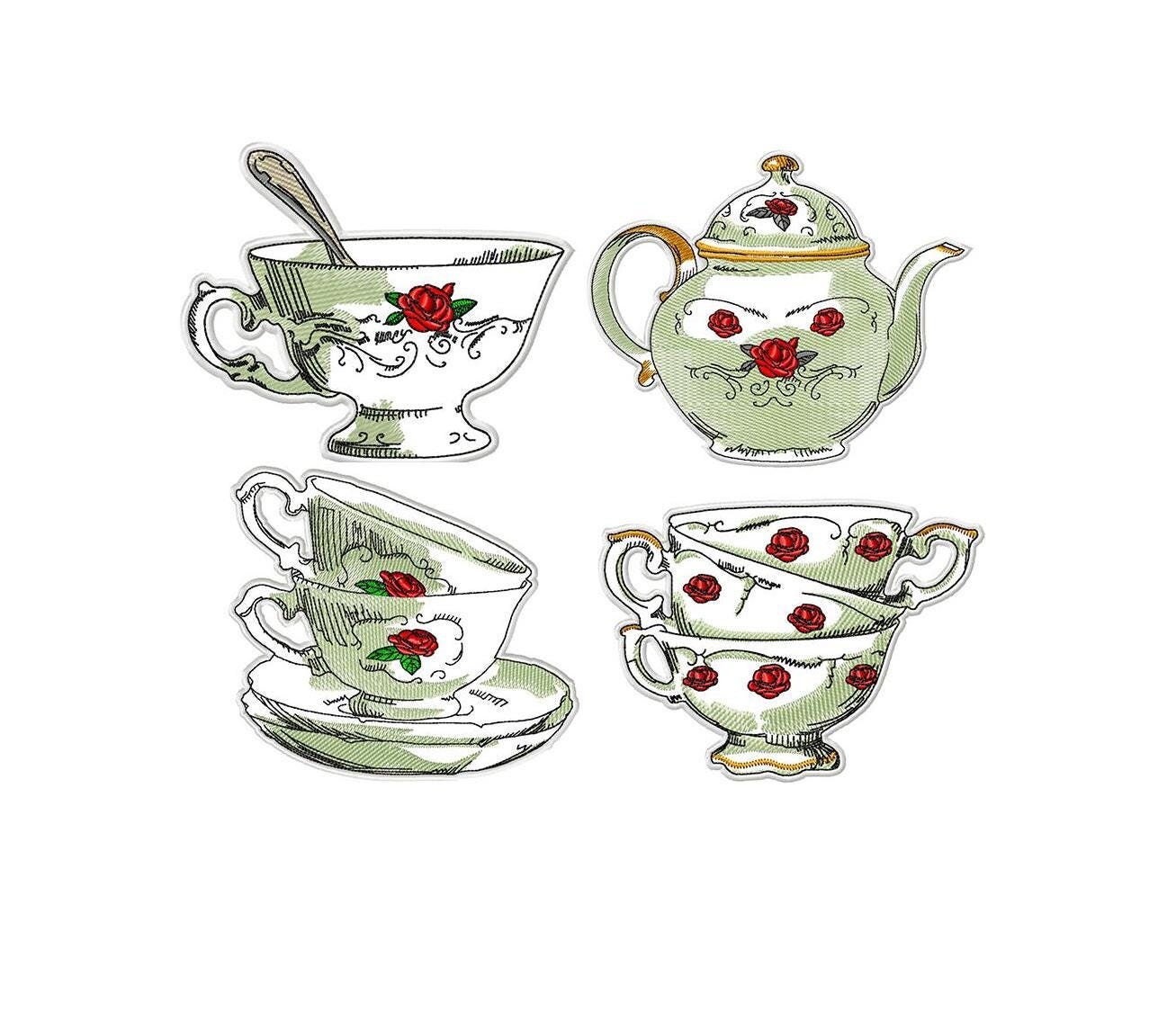 Tea Cups Embroidery Design Bundle Kitchen Embroidery Designs Machine ...