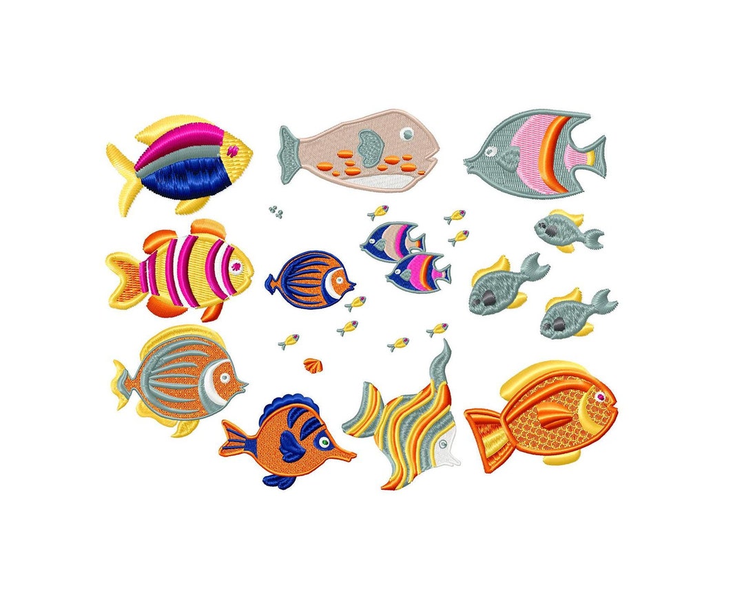 Baby Fish Embroidery Design Bundle - Sea Creatures Embroidery Designs ...
