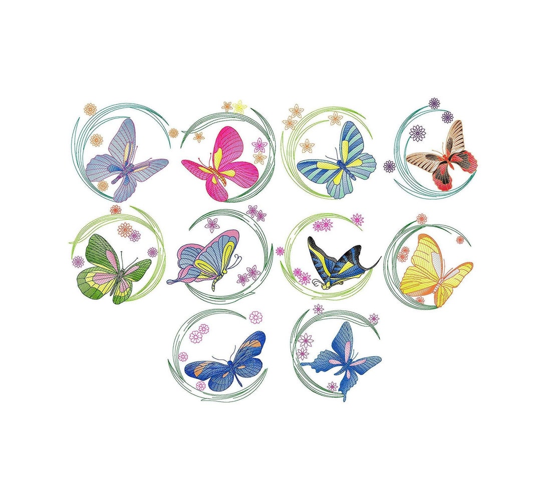 10+ Butterfly Monogram Embroidery Design Bundle - Monarch Butterfly ...