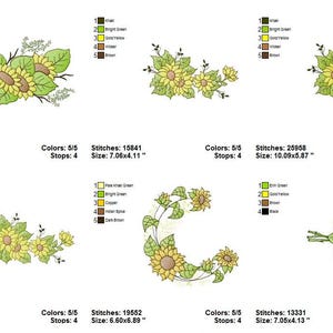 6+ Sunflower Embroidery Design Bundle - Sunflowers Branch Embroidery ...