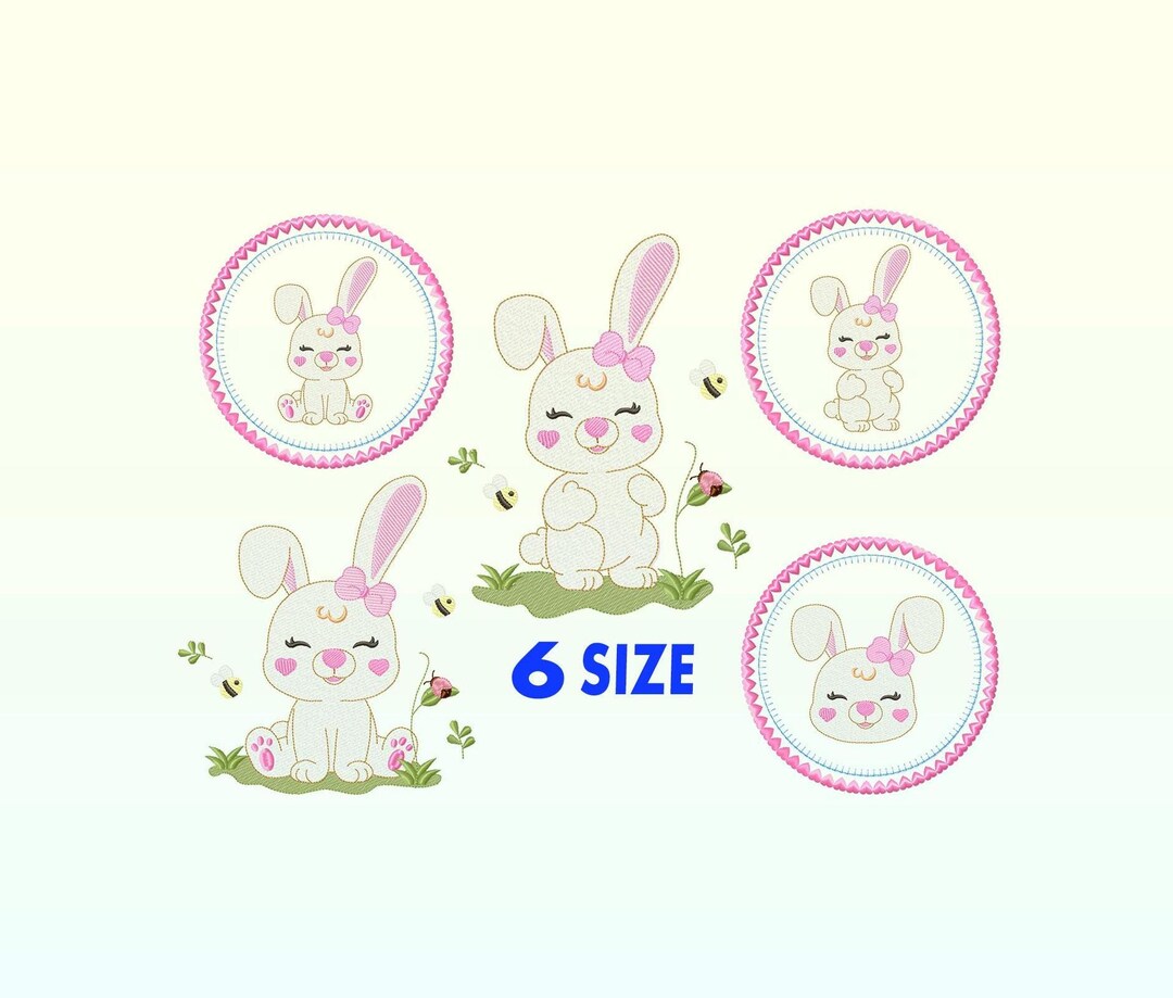Rabbit Wreath Embroidery Design Bundle - Bunny Monogram Embroidery ...
