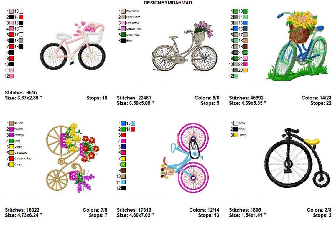 50+ Floral Bike Embroidery Design Bundle - Cycle Embroidery Designs ...