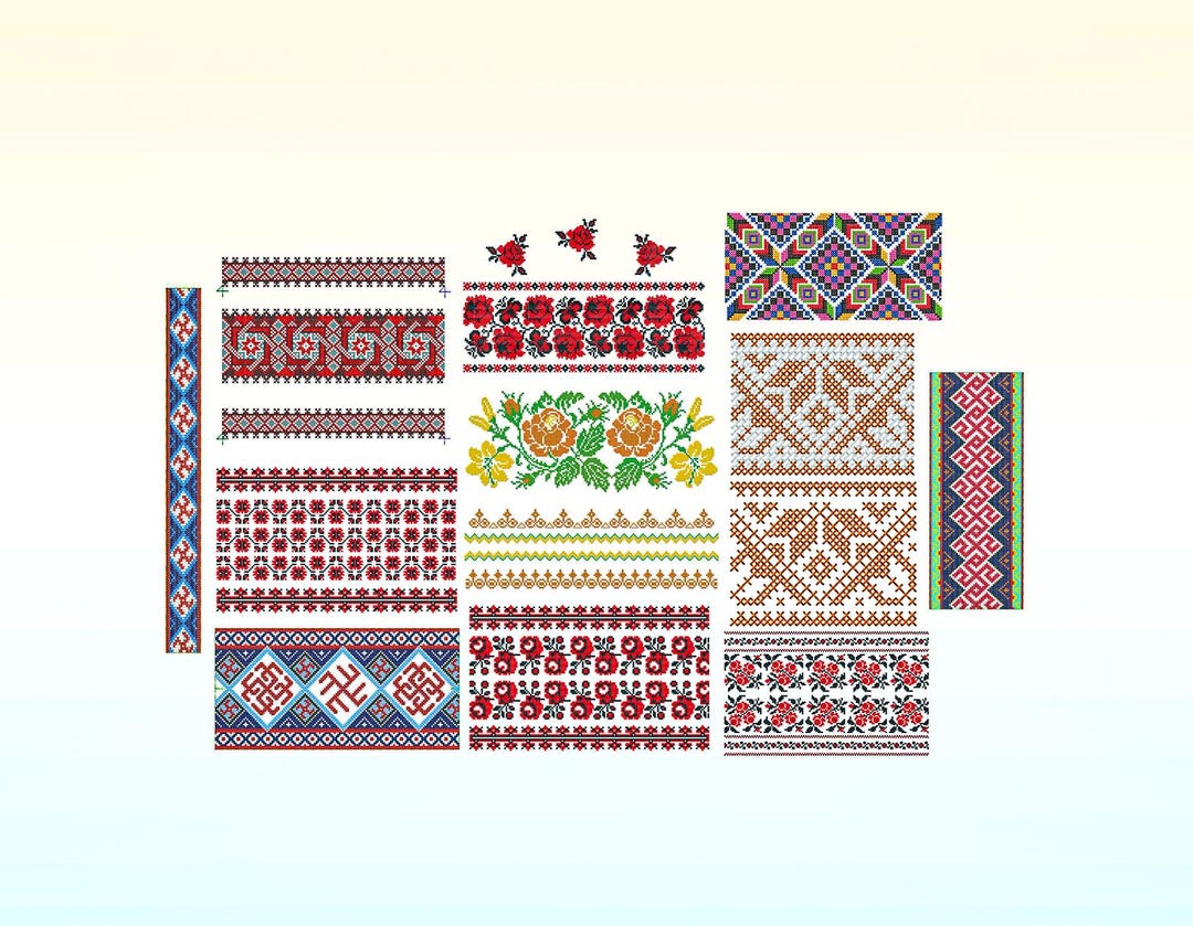 Cross Stitch Floral Border Embroidery Design Bundle - Mate Geometrical ...