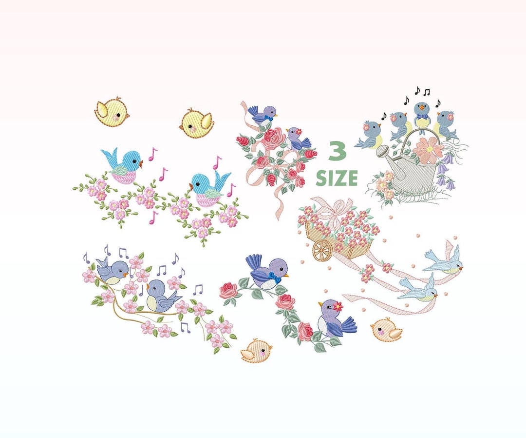 Spring Flower Embroidery Design Bundle - Floral Humming Birds ...