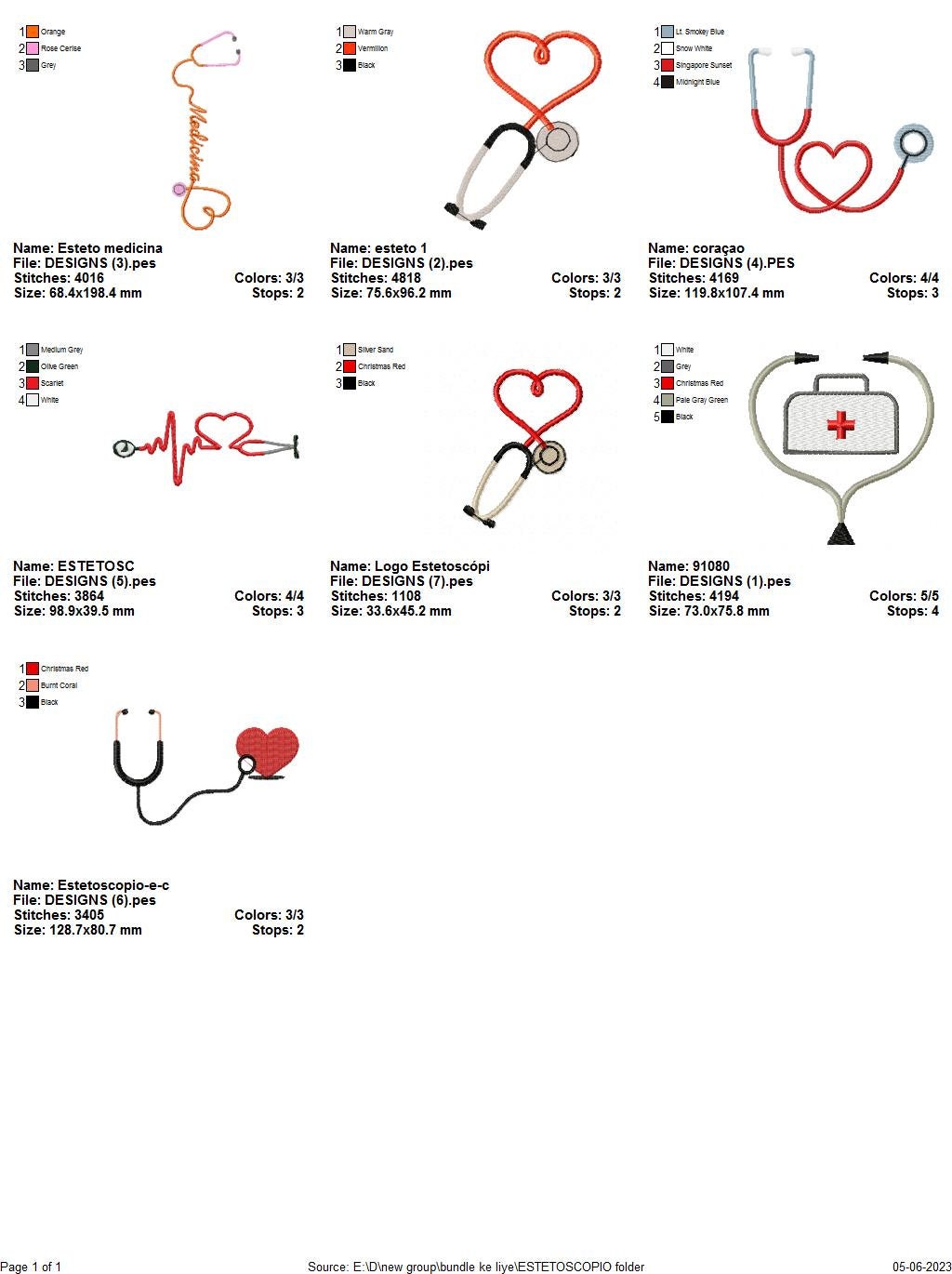 7 Stethoscope Embroidery Design Bundle, Machine Embroidery Designs ...